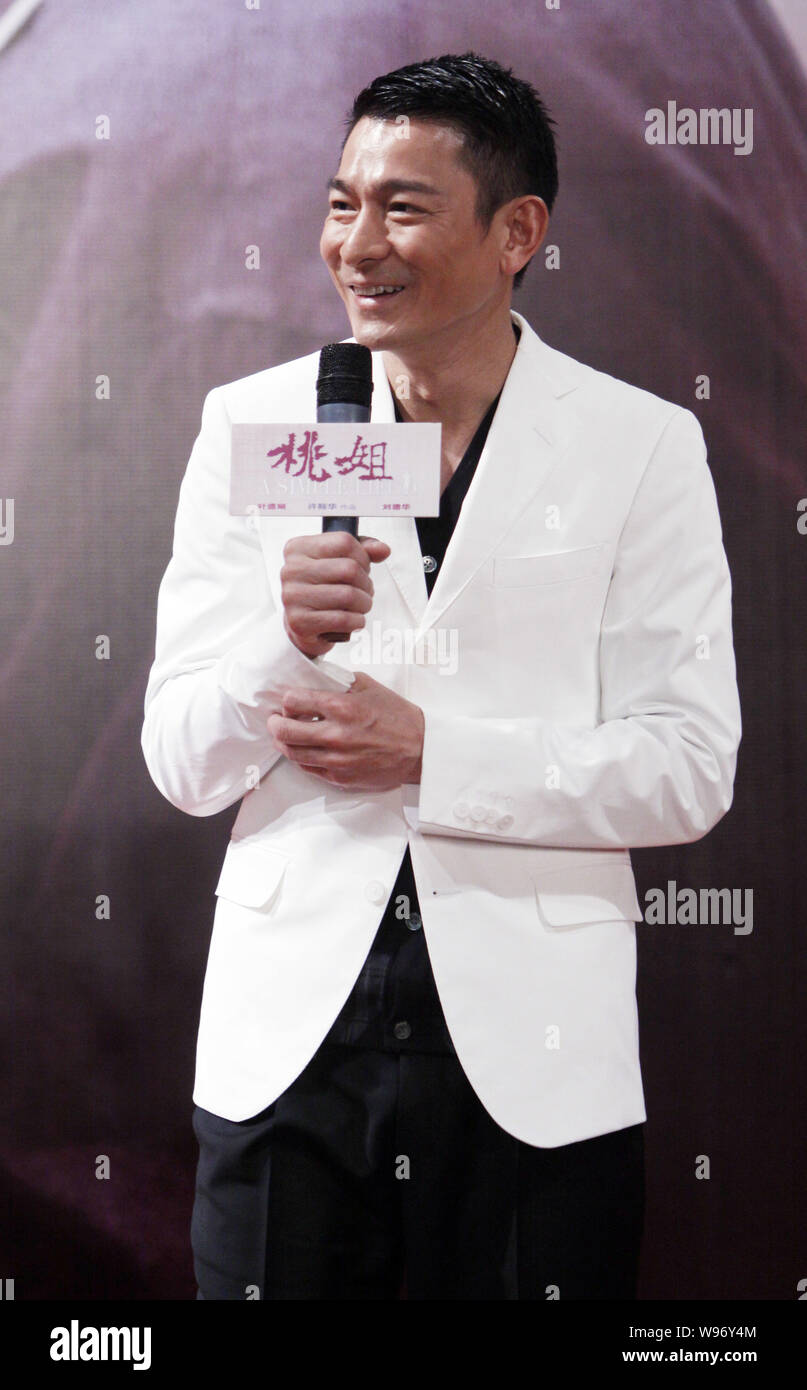 Hong Kong singer and actor Andy Lau speaks during a premiere ceremony ...