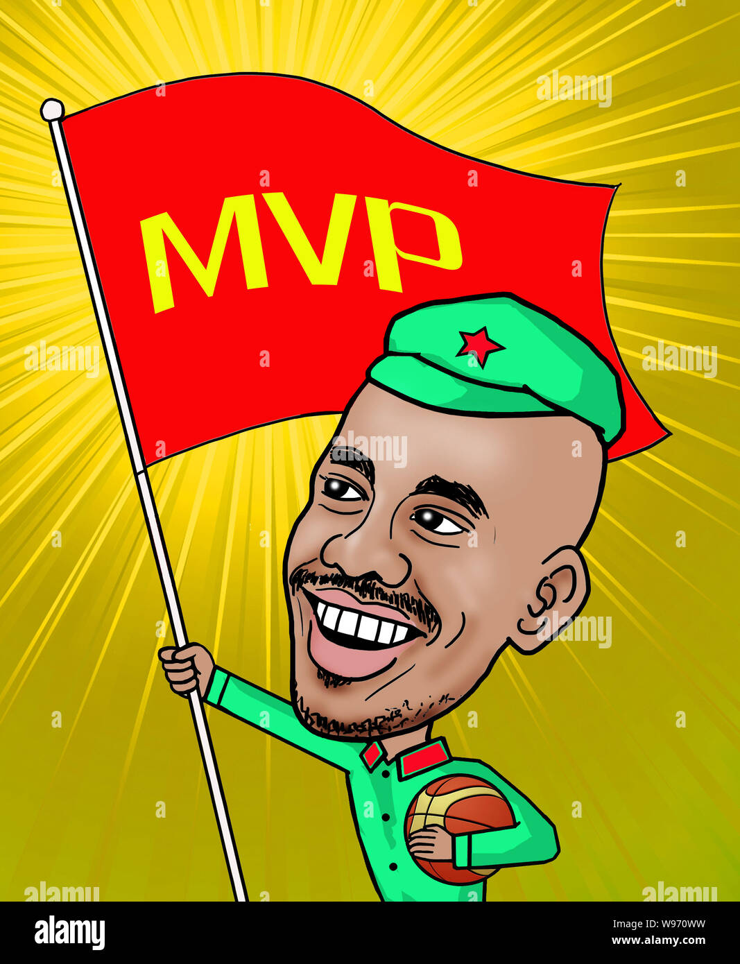 This cartoon illustration shows Stephon Marbury of the Beijign Ducks ...