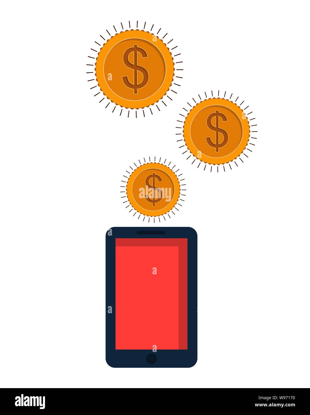 smartphone with money around in white background Stock Vector Image ...