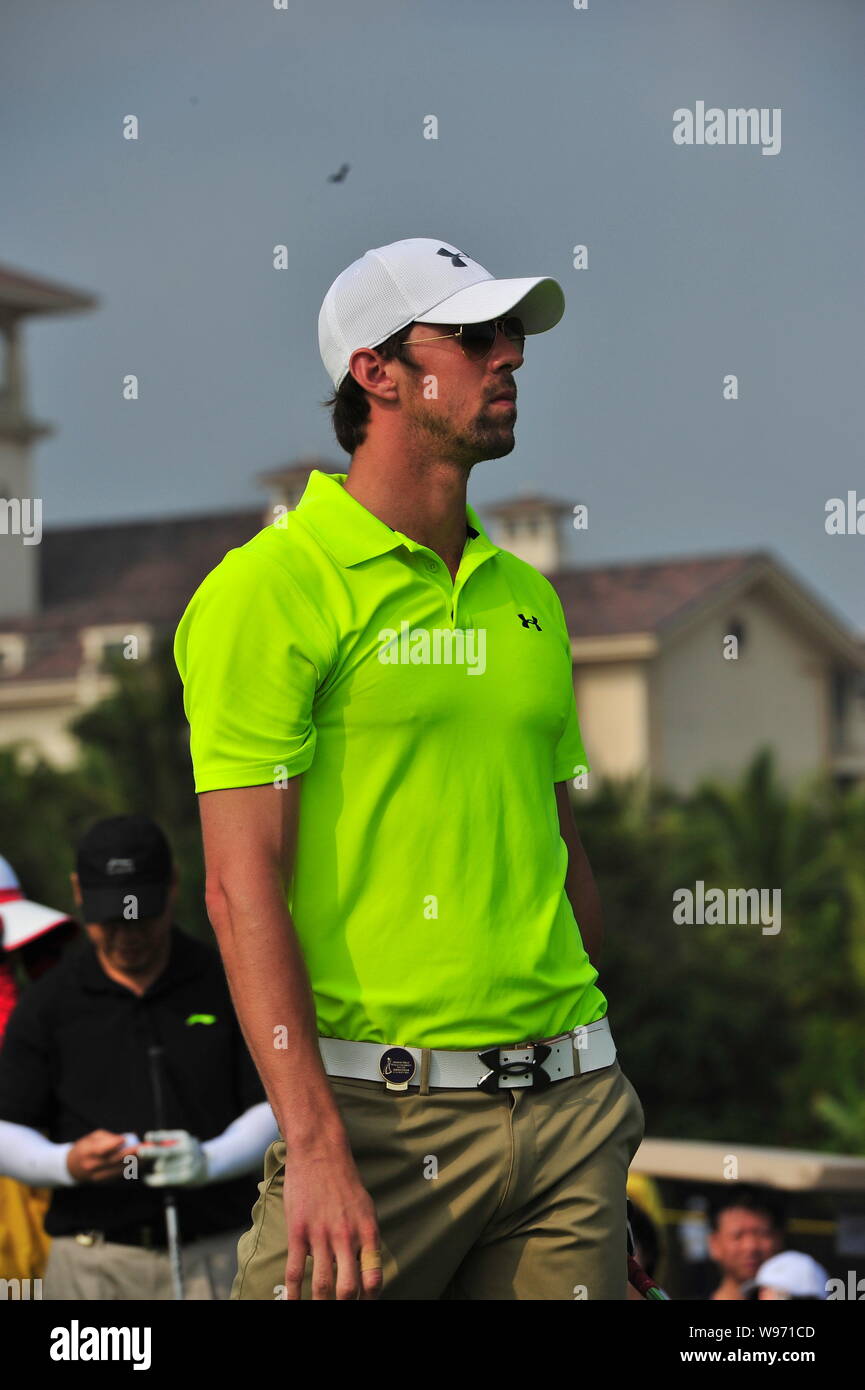 US Olympic swimming champion Michael Phelps looks on during the 2012 ...