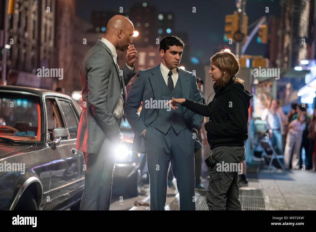 THE KITCHEN, from left: Common, EJ Bonilla, director Andrea Berloff, on ...