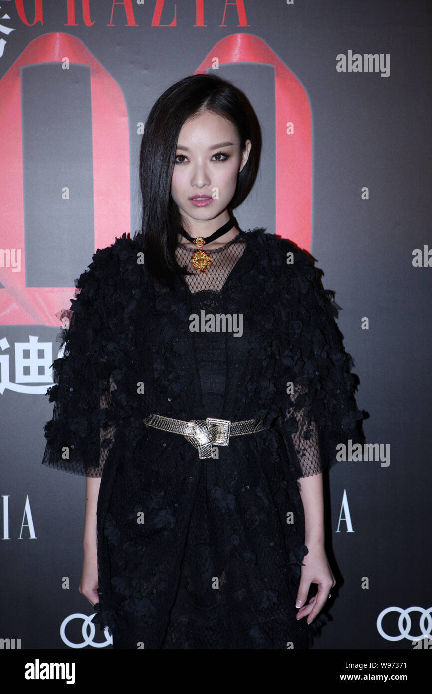 Chinese actress Ni Ni poses as she arrives for a party to celebrate the ...