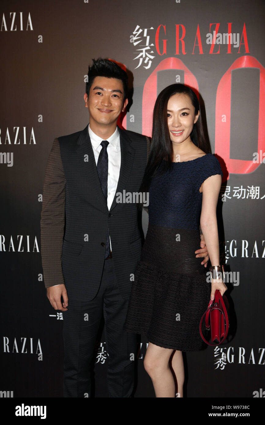 Chinese actress Huo Siyan, right, poses with her actor boyfriend Du ...