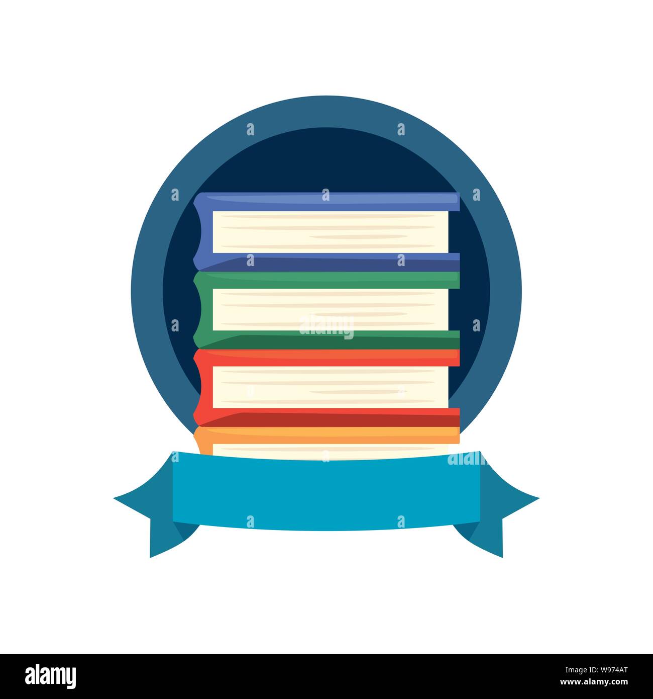 books badge ribbon back to school vector illustration Stock Vector ...