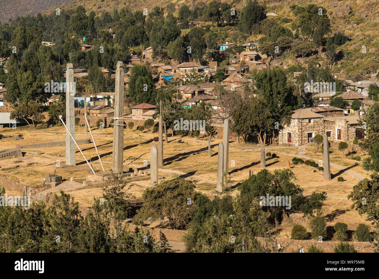 The Northern Stelae Park of Aksum, famous obelisks in Axum, Ethiopia ...