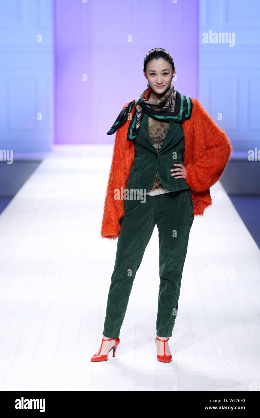 Chinese actress Li Xiaoran parades the new collections at the Marc Cain ...