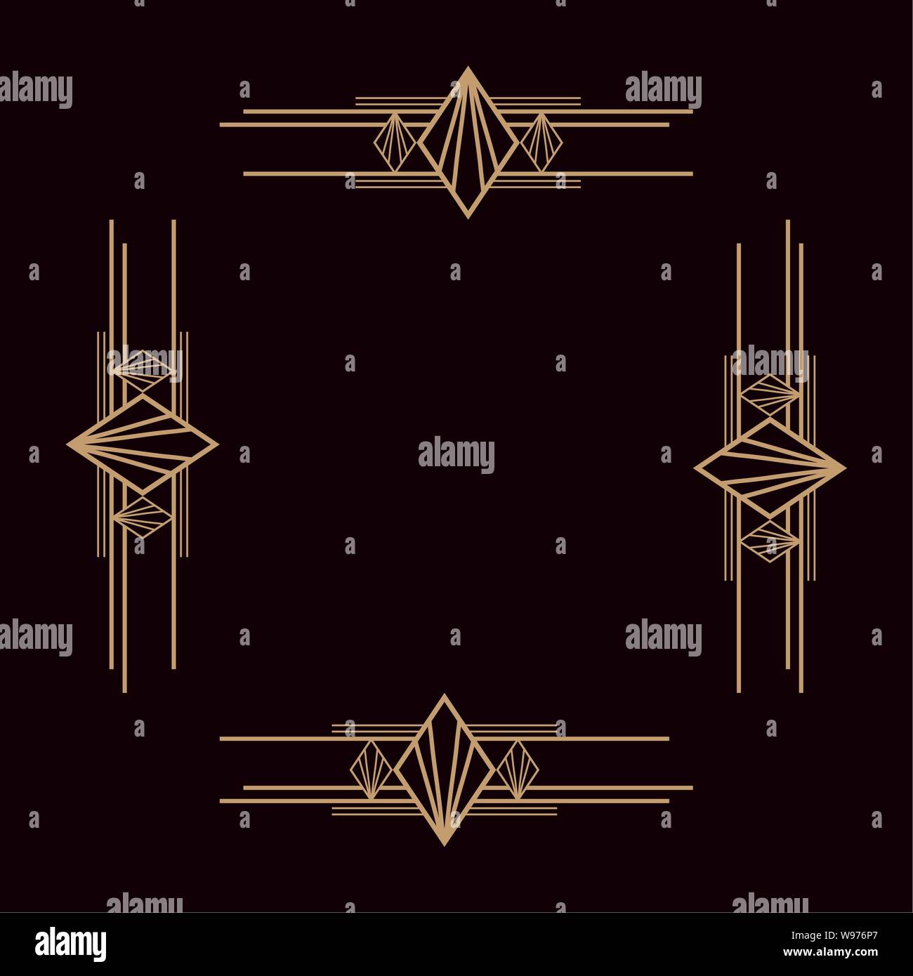 black background art deco frames golden borders vector illustration ...