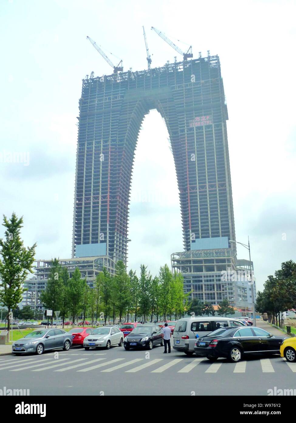View of the high sky scraper called the Gate of the Orient which is ...
