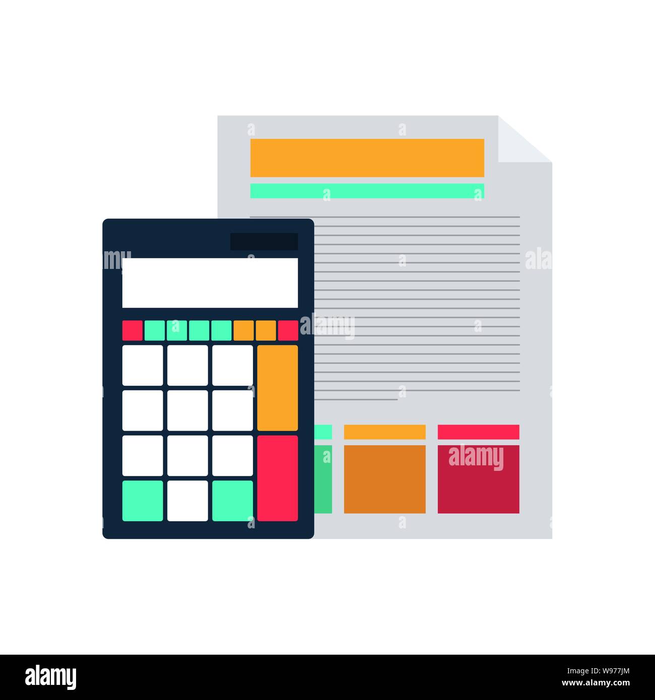 file sheet with calculator in white background Stock Vector Image & Art ...