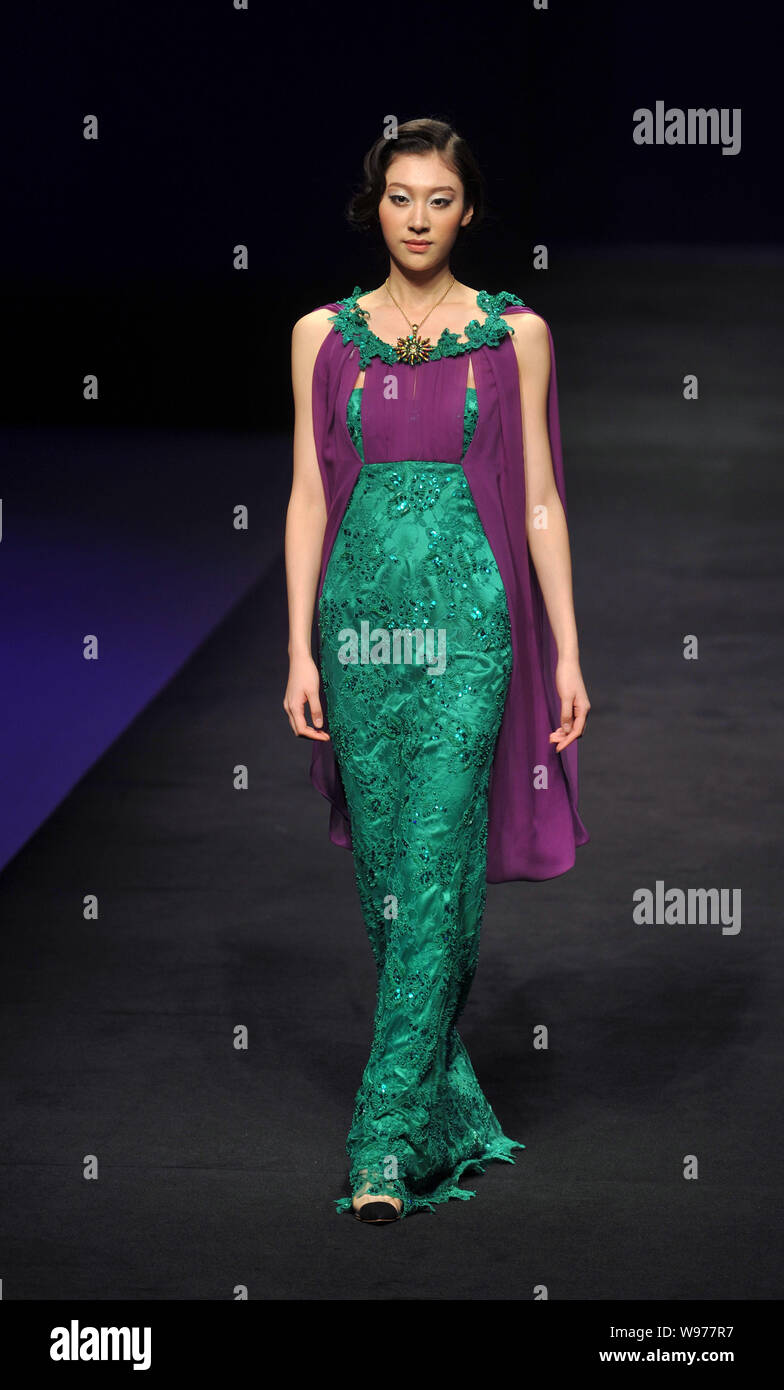 A model displays a new creation by Chinese designer Tanya Wang Yannan ...