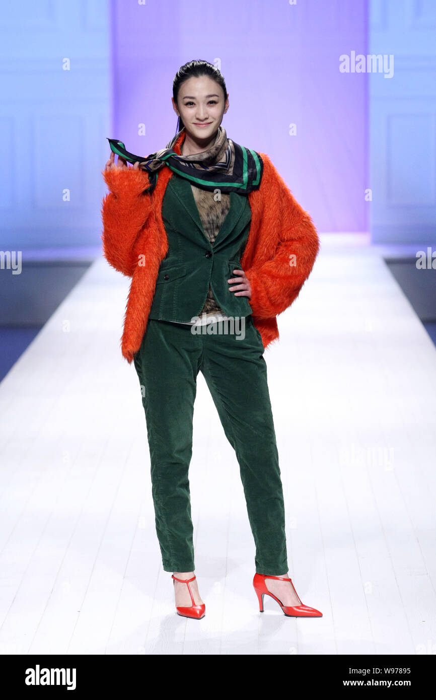 Chinese actress Li Xiaoran parades the new collections at the Marc Cain ...