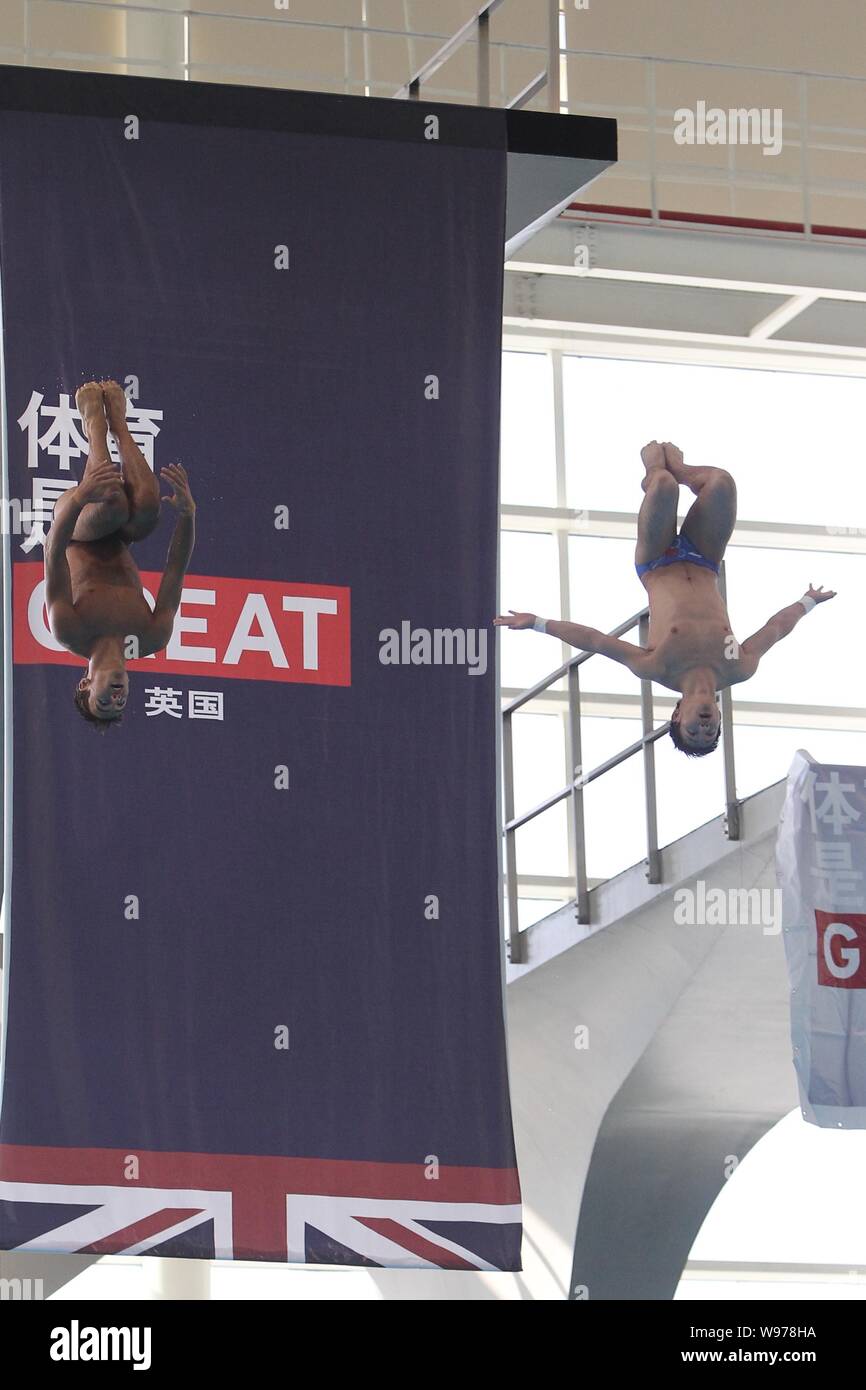Olympic diving bronze medalist Thomas Daley of Britain, left, and ...