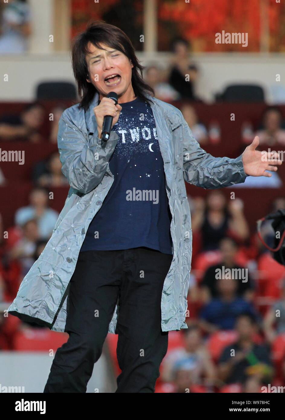 Taiwanese singer Wubai performs during a Rock Records 30th anniversary ...
