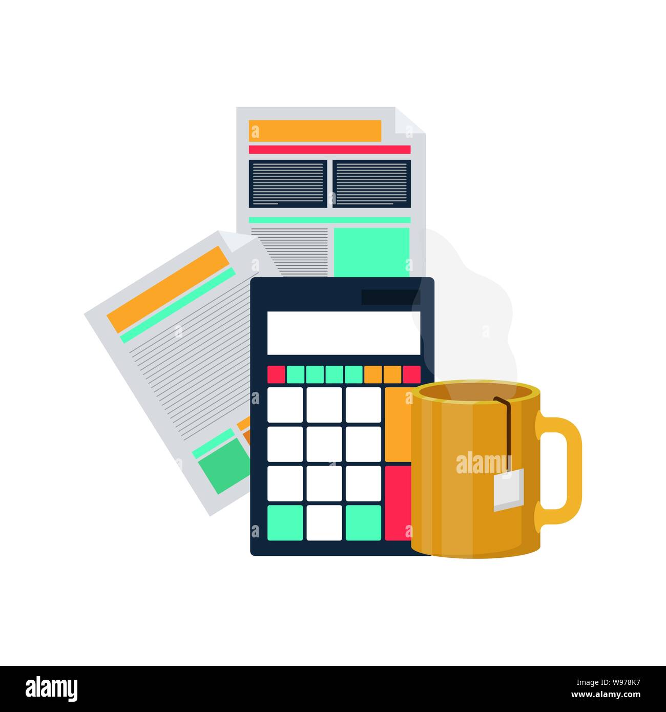 file sheet with calculator in white background Stock Vector Image & Art ...