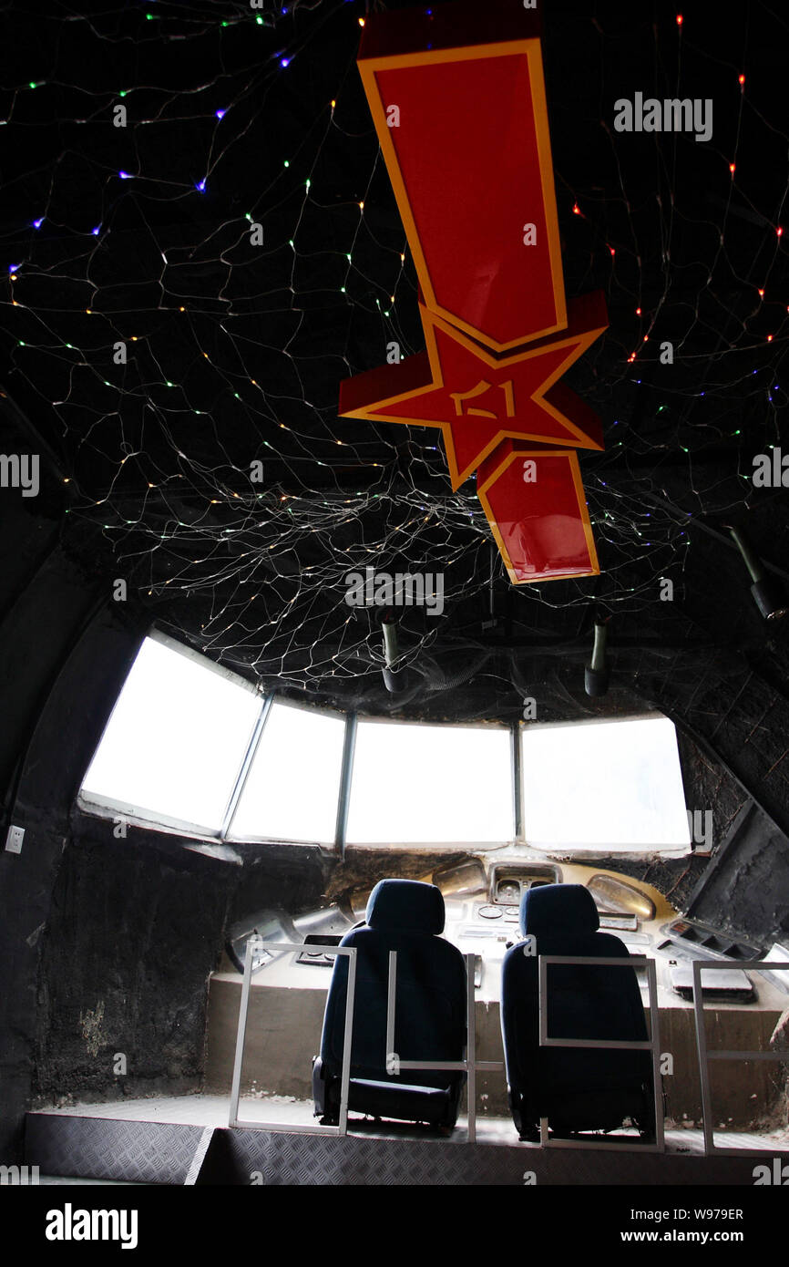 Interior of a military-themed bar, which was the former headquarters of ...
