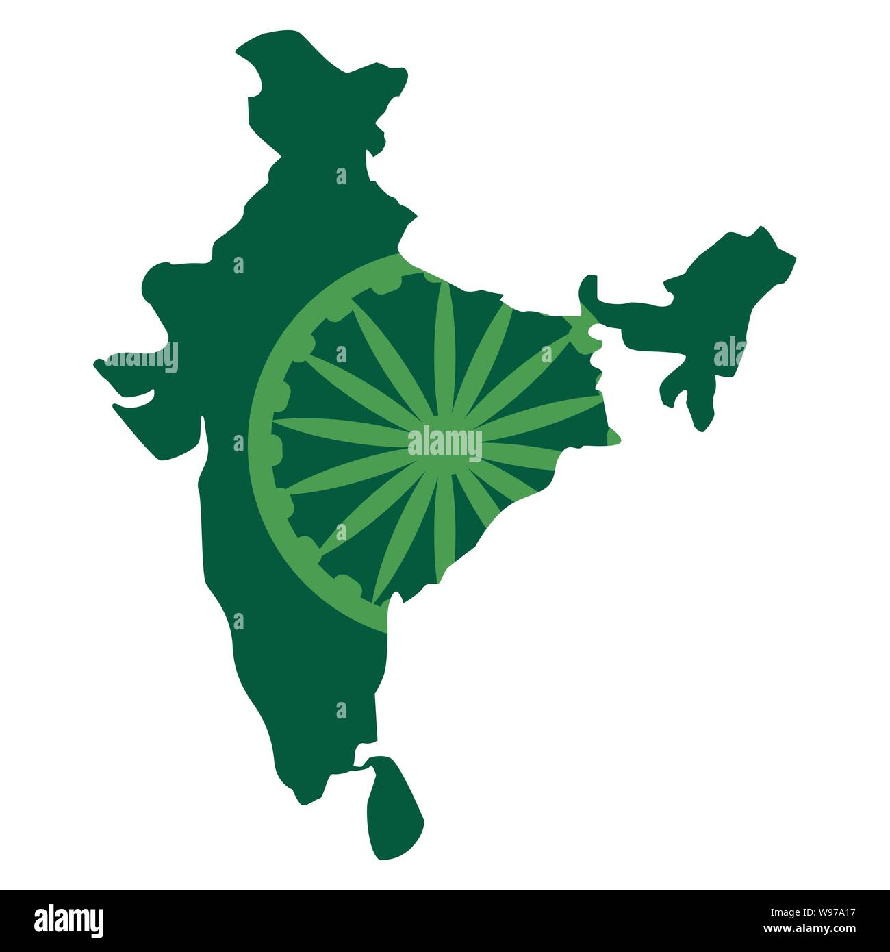 map ashoka wheel background indian independence day vector illustration ...