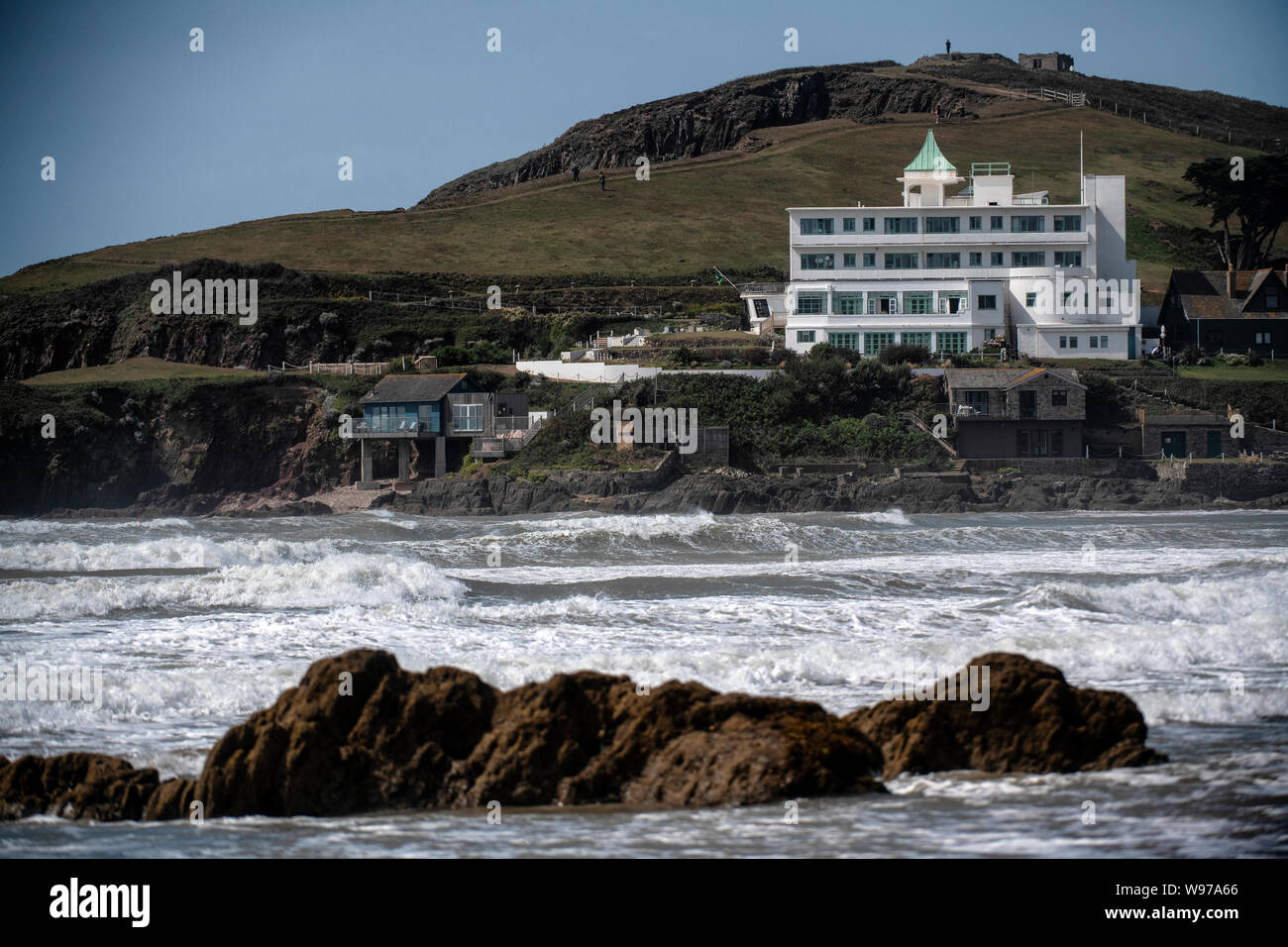 The Burgh Island Hotel off the coast of the South Hams, Devon. Bigbury ...