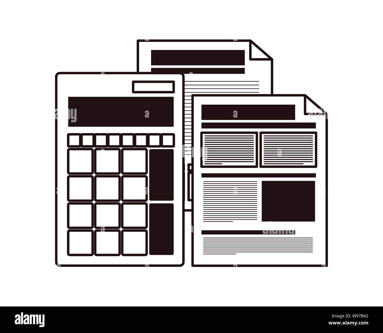 file sheet with calculator in white background Stock Vector Image & Art ...