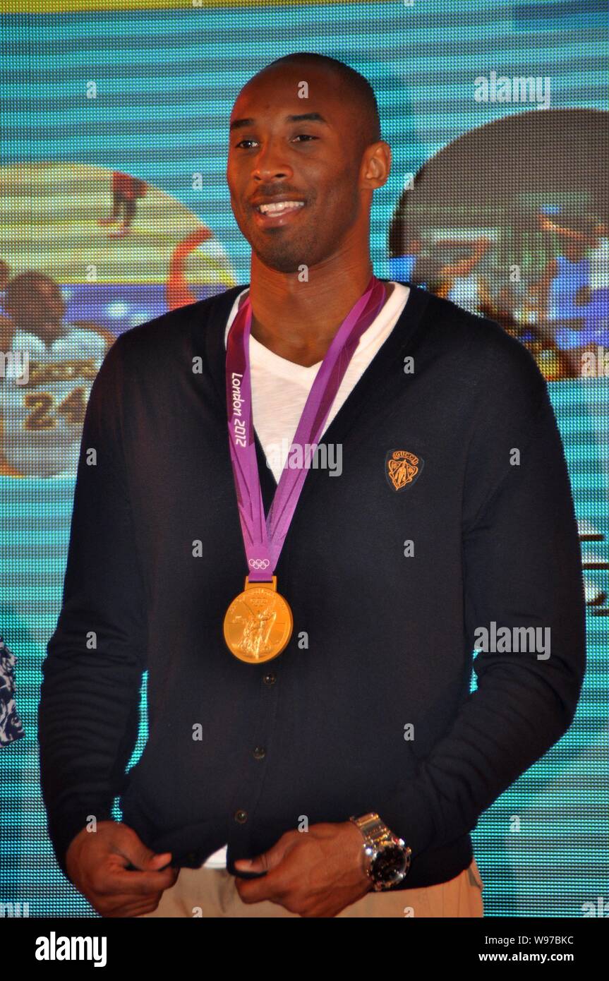 NBA superstar Kobe Byrant wearing his London Olympic basketball gold ...