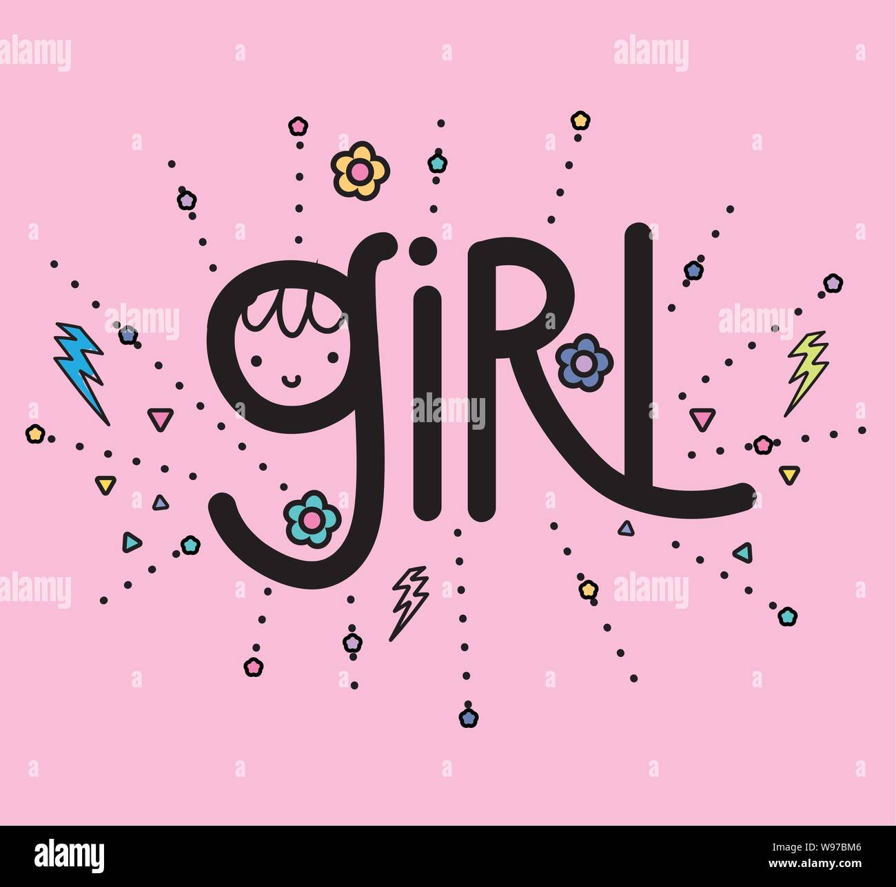 handwritten messages background girl word vector illustration Stock ...