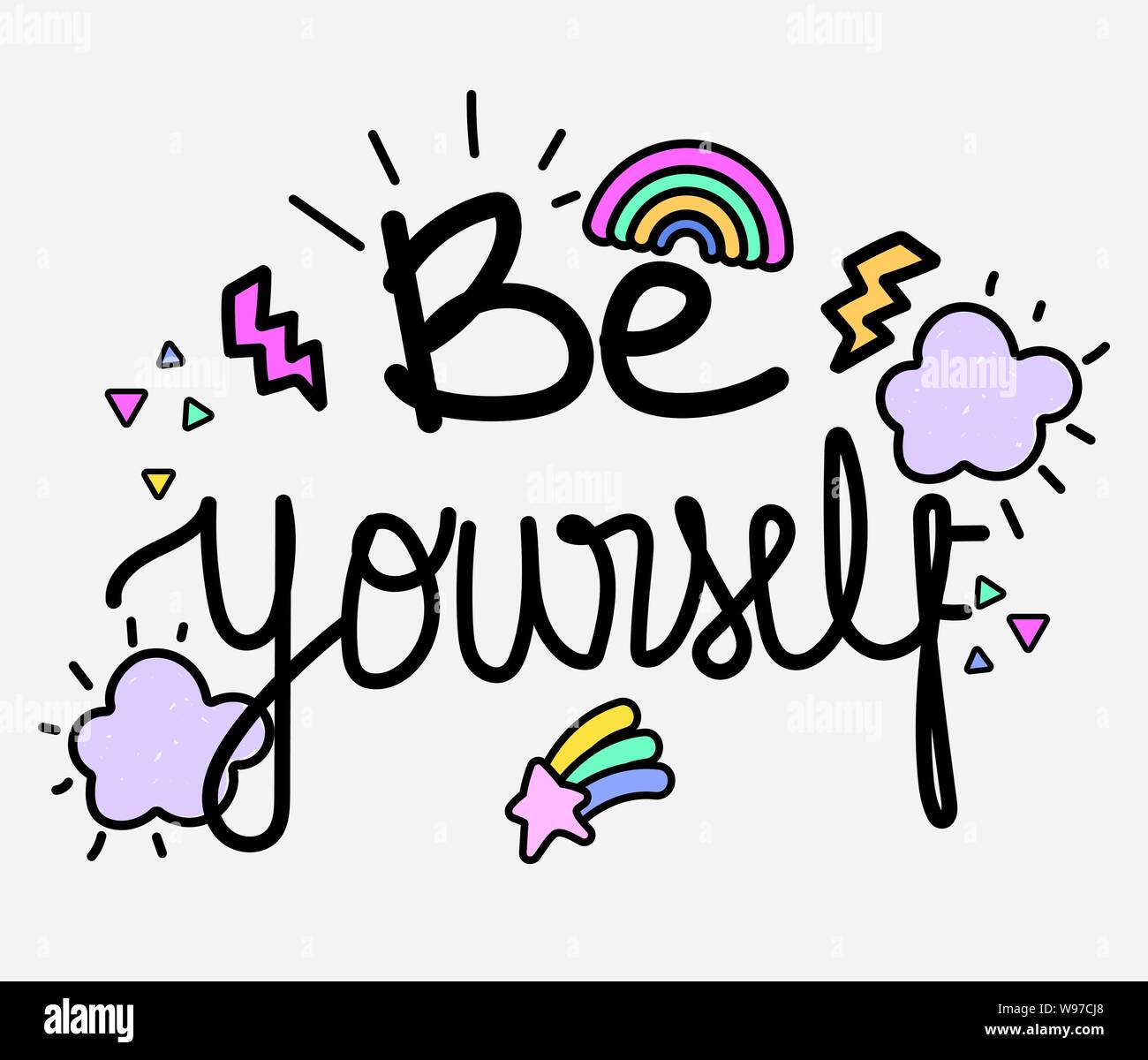 handwritten messages background be yourself vector illustration Stock ...