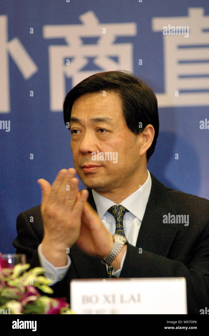 --FILE--Bo Xilai, then Minister of Commerce of China and son of former ...