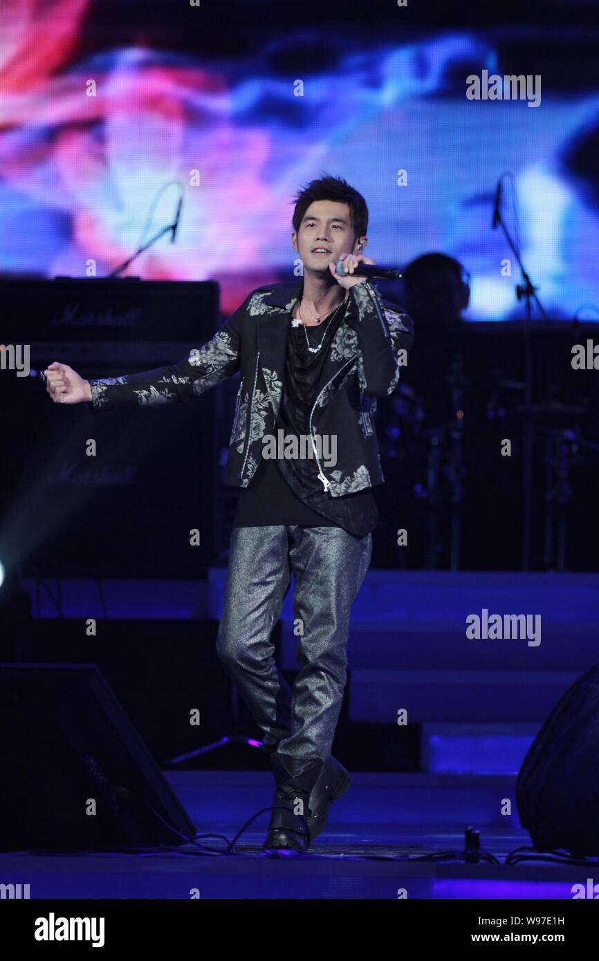 Taiwanese singer Jay Chou performs during the Chinese Music Chart ...