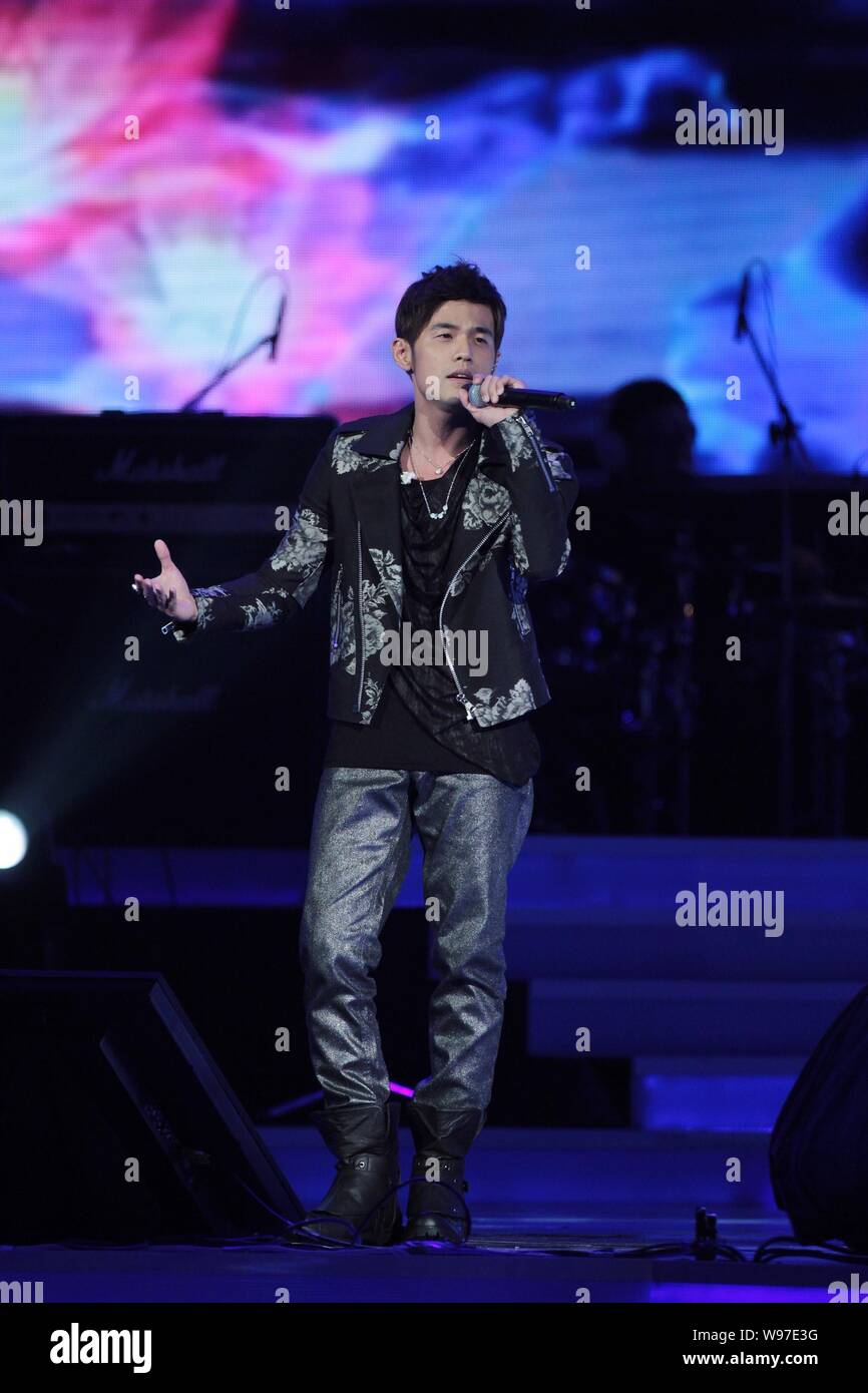 Taiwanese singer Jay Chou performs during the Chinese Music Chart ...