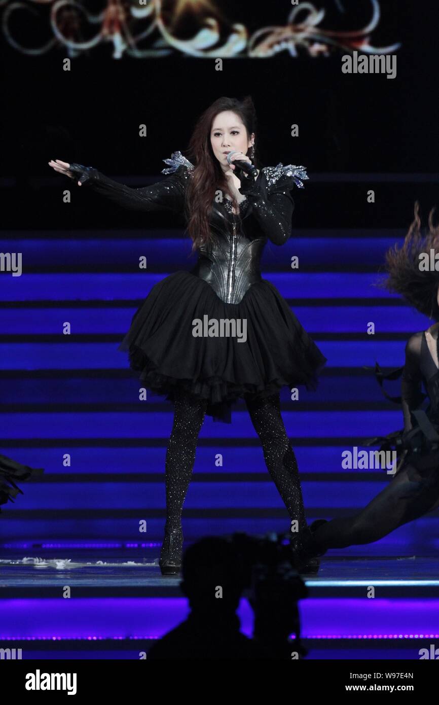 Taiwanese singer Evonne Hsu performs during the Chinese Music Chart ...