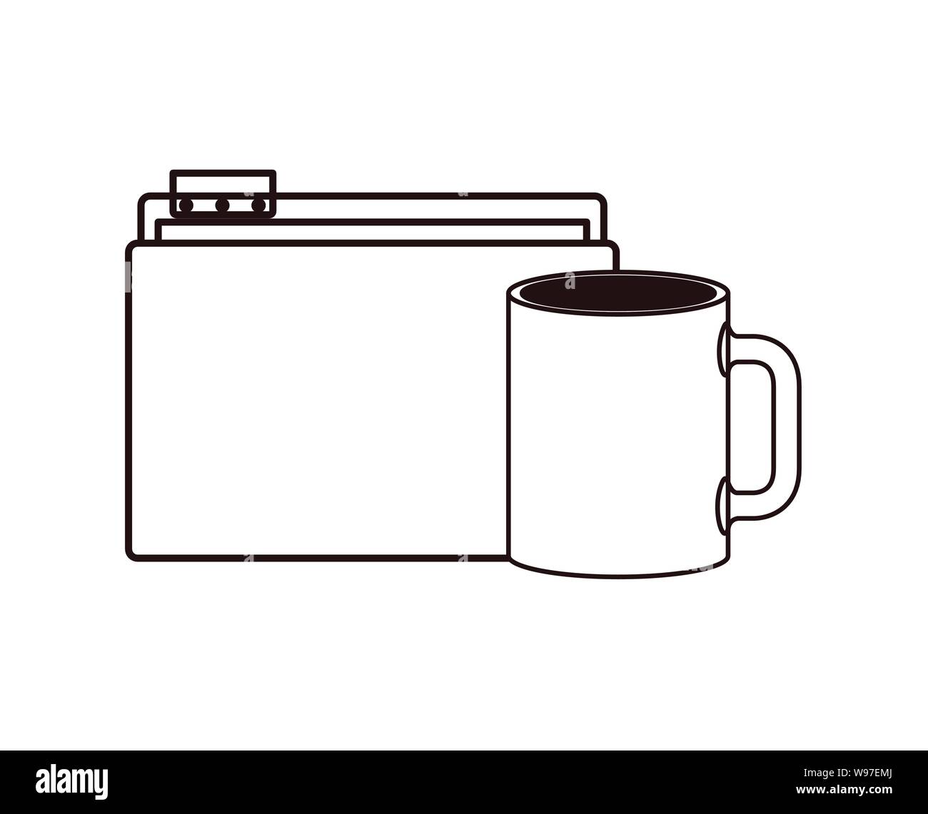 folder with coffee cup in white background Stock Vector Image & Art - Alamy