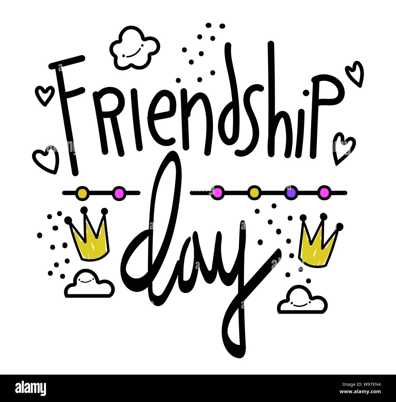 handwritten messages white background design friendship day vector ...