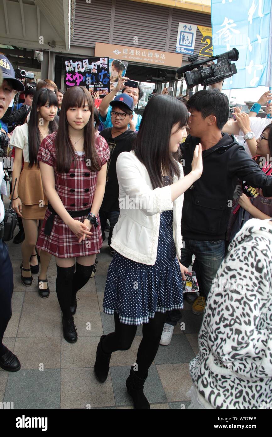 Members Of Japanese Pop Idol Girl Group Morning Musume Arrive At Taipei