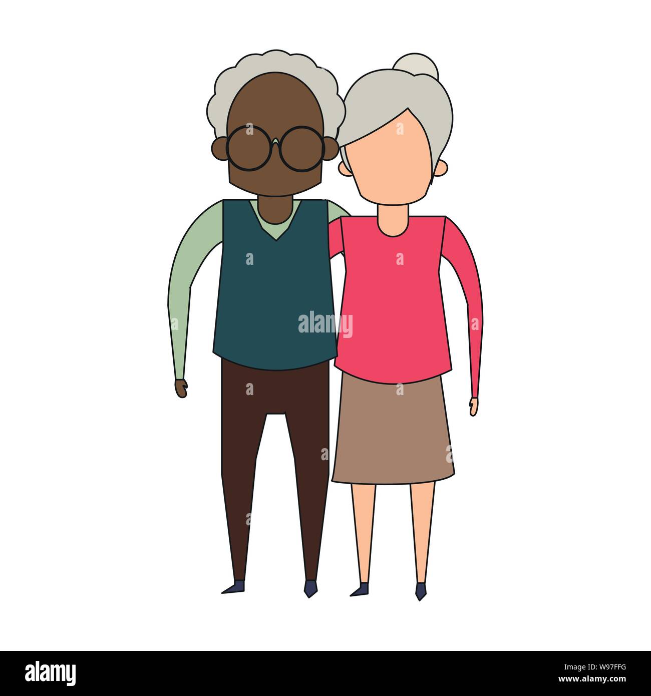 grandparents senior old people cartoon faceless Stock Vector Image ...