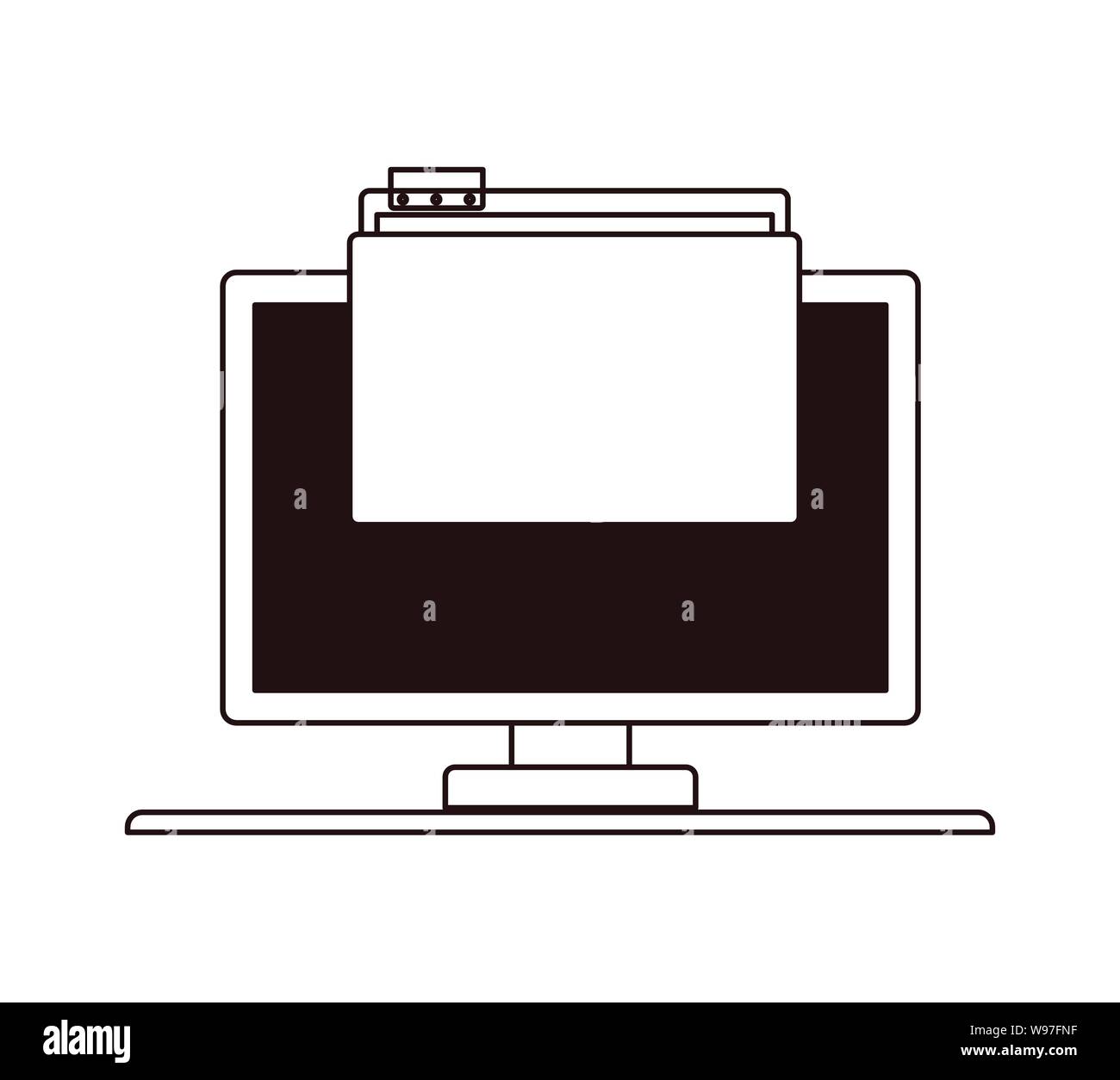 computer screen with folder in white background Stock Vector Image ...