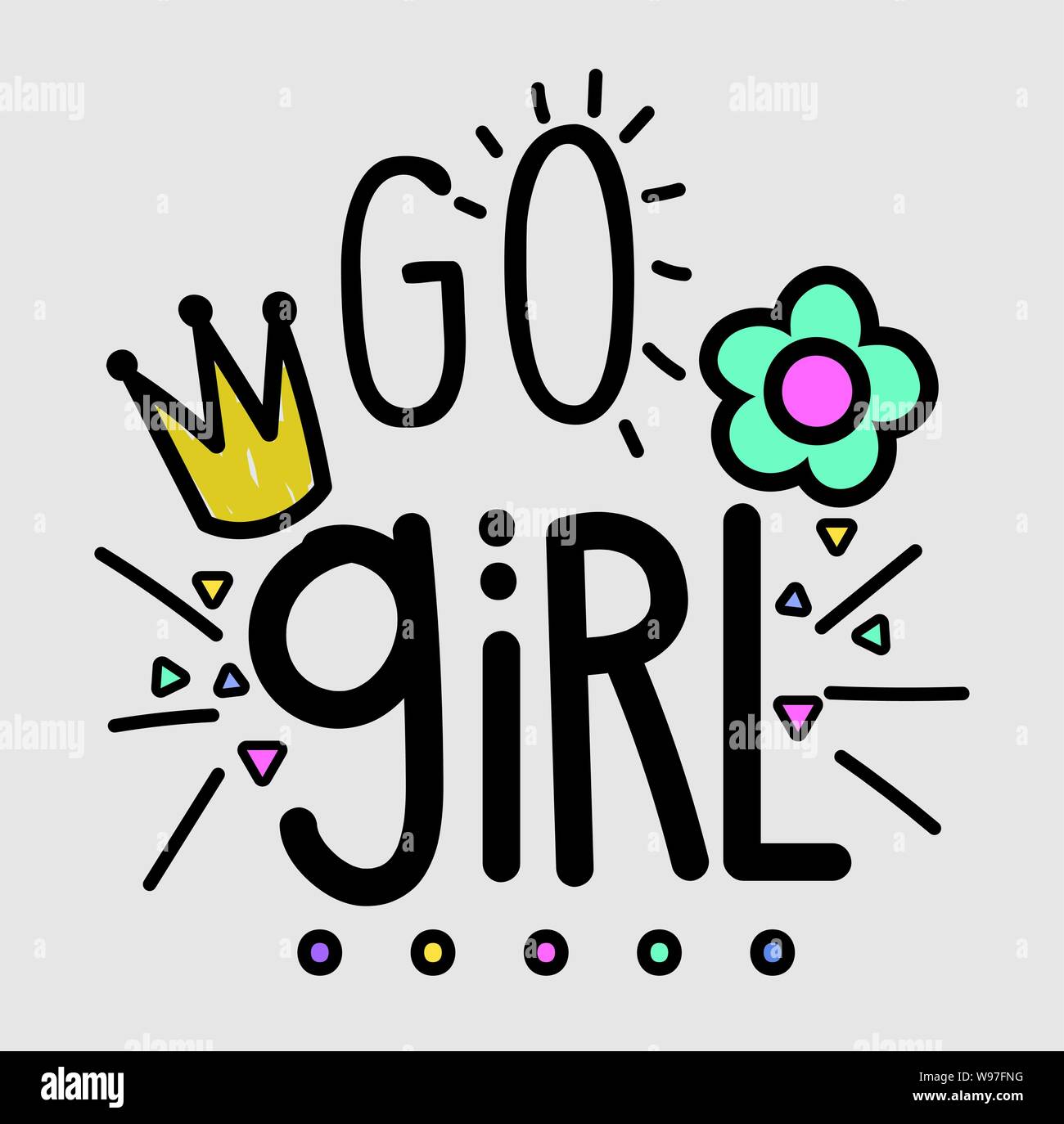 handwritten messages background go girl motivate vector illustration ...