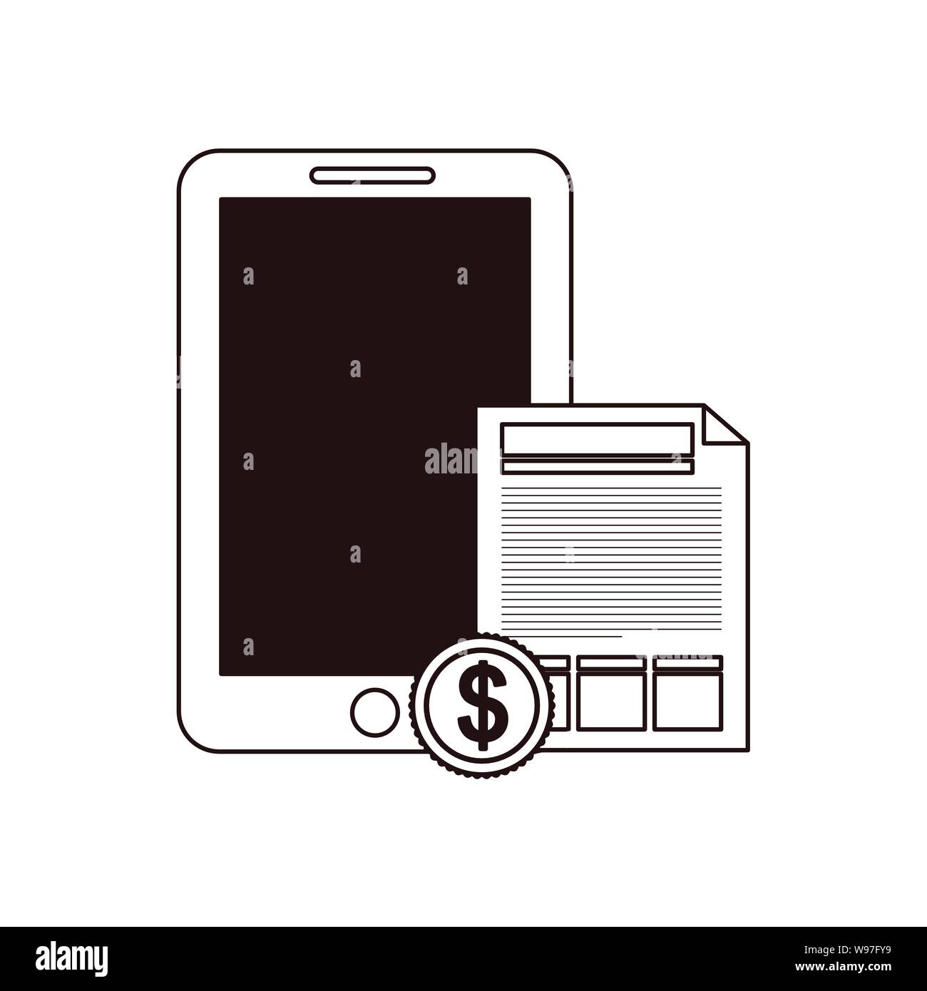 smartphone with file sheet in white background Stock Vector Image & Art ...