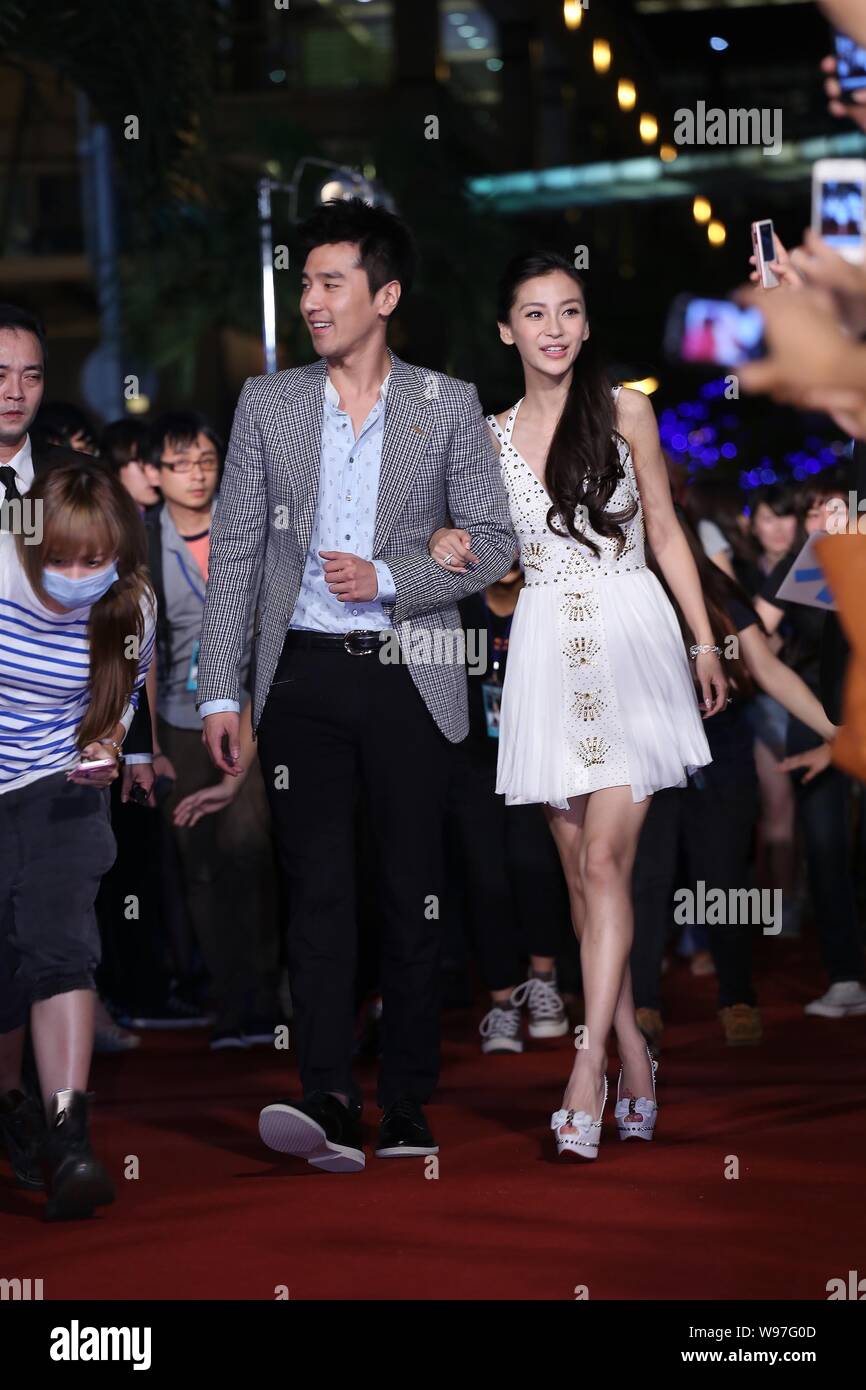 Taiwanese actor Mark Chao and Hong Kong actress Angelababy walk the red ...