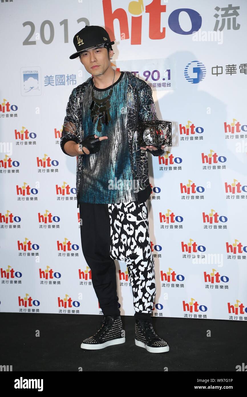 --File--Taiwanese singer Jay Chou poses during the 2012 HITO pop music ...