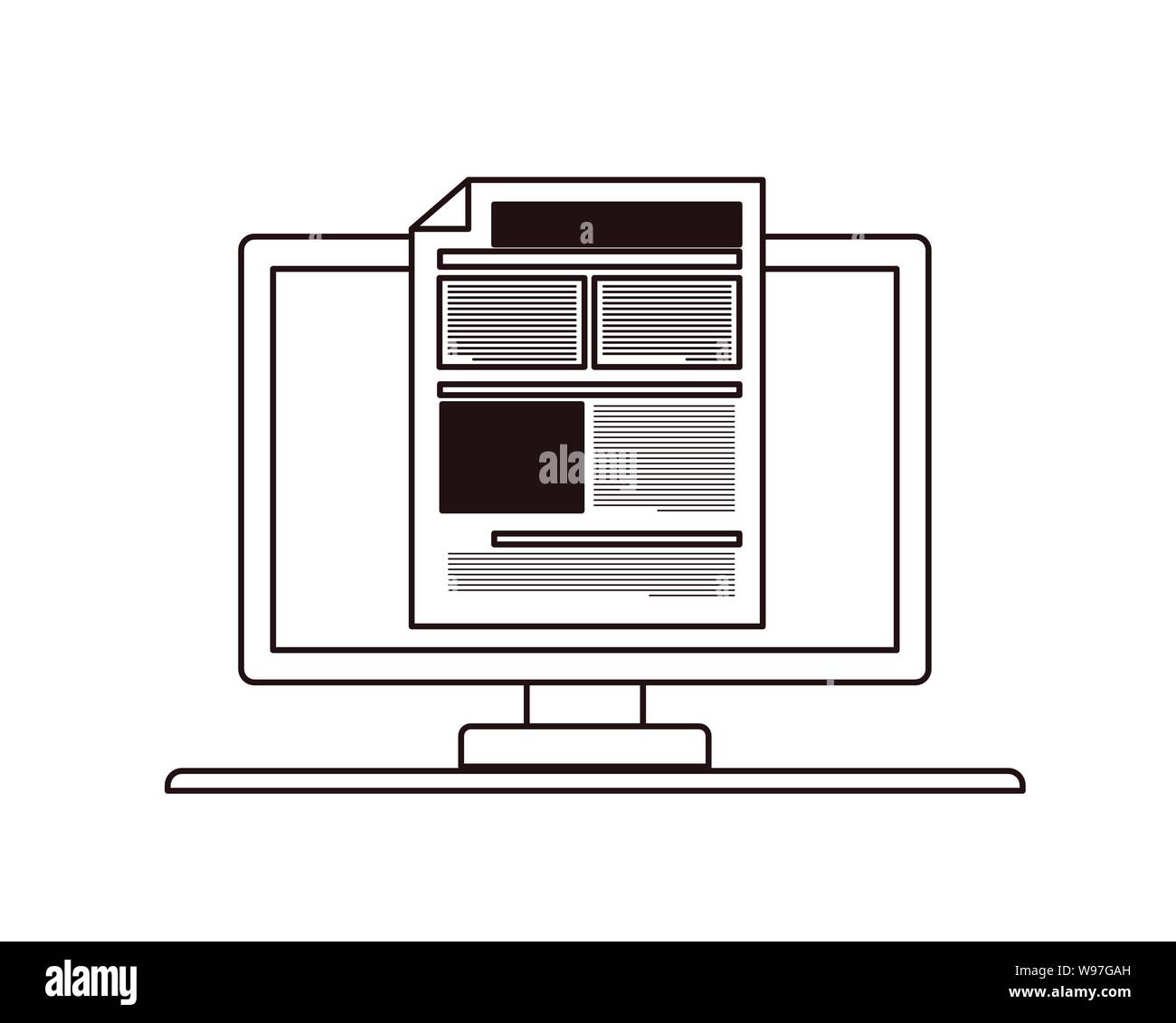 set of icons with computer screen in white background Stock Vector ...