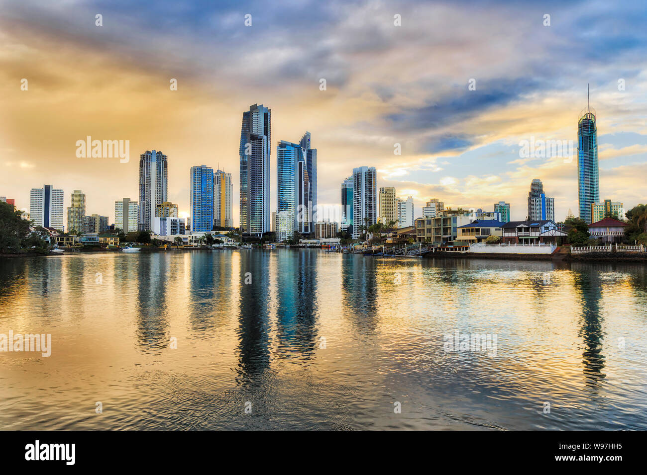 High-rise towers of Surfers Paradise suburb on Australian Gold Coast ...