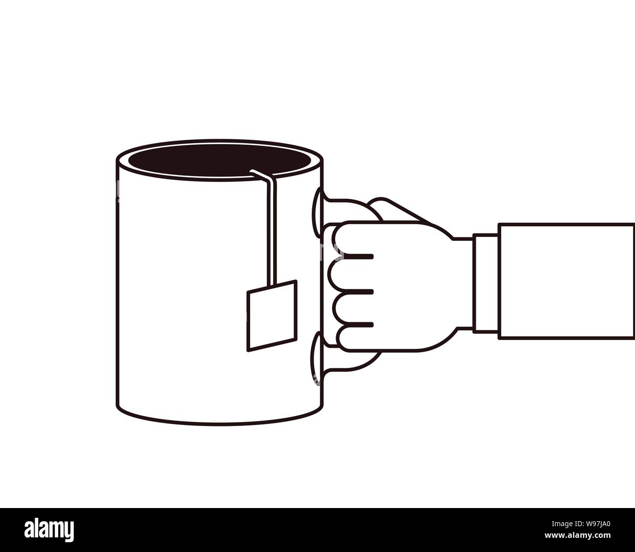hand with cup of coffee with white background Stock Vector Image & Art ...