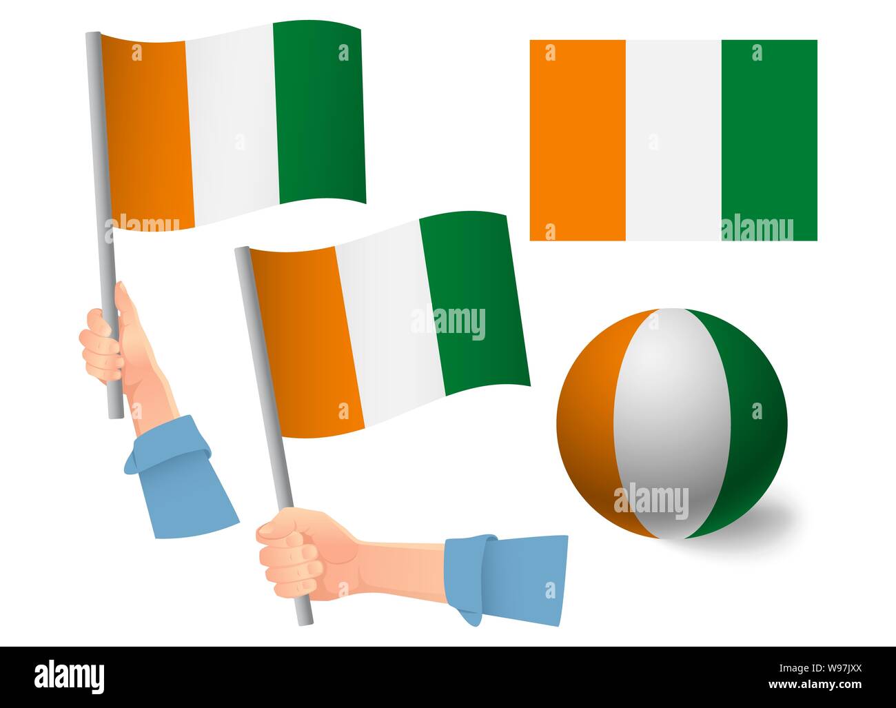 Cote Divoire Ivory Coast Flag In Hand Set Ball Flag National Flag
