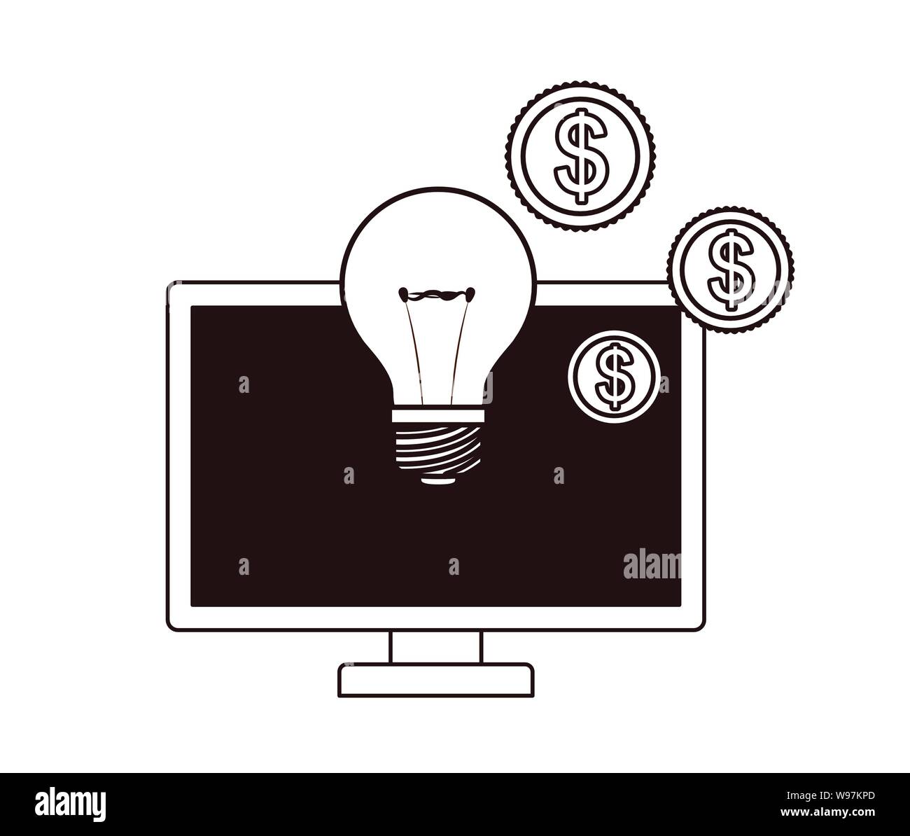 set of icons with computer screen in white background Stock Vector ...
