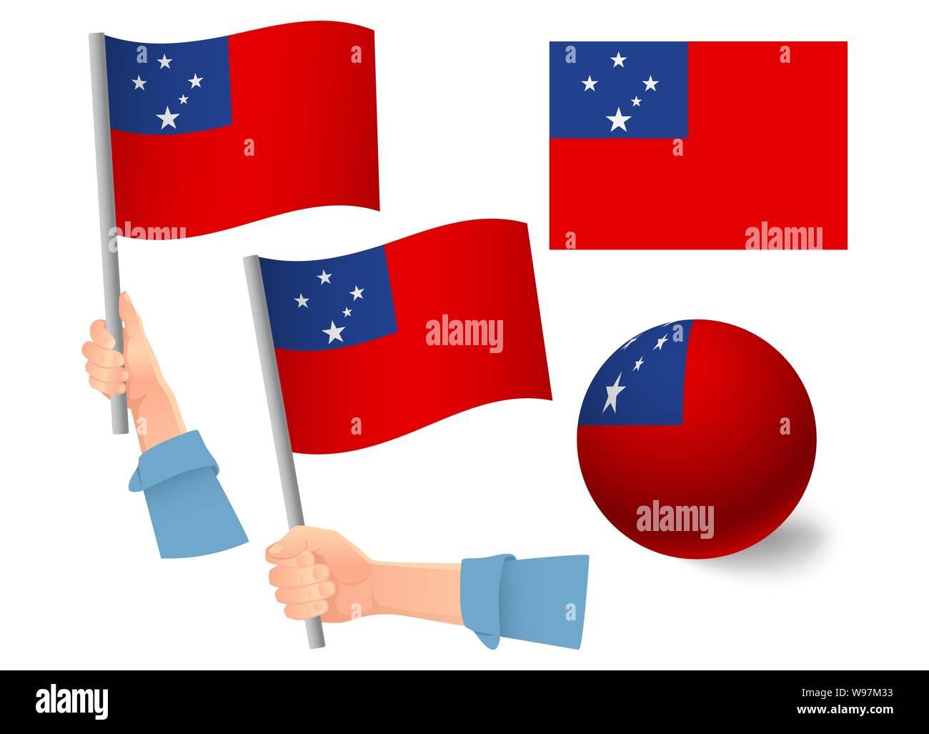 Samoa flag in hand set. Ball flag. National flag of Samoa illustration ...