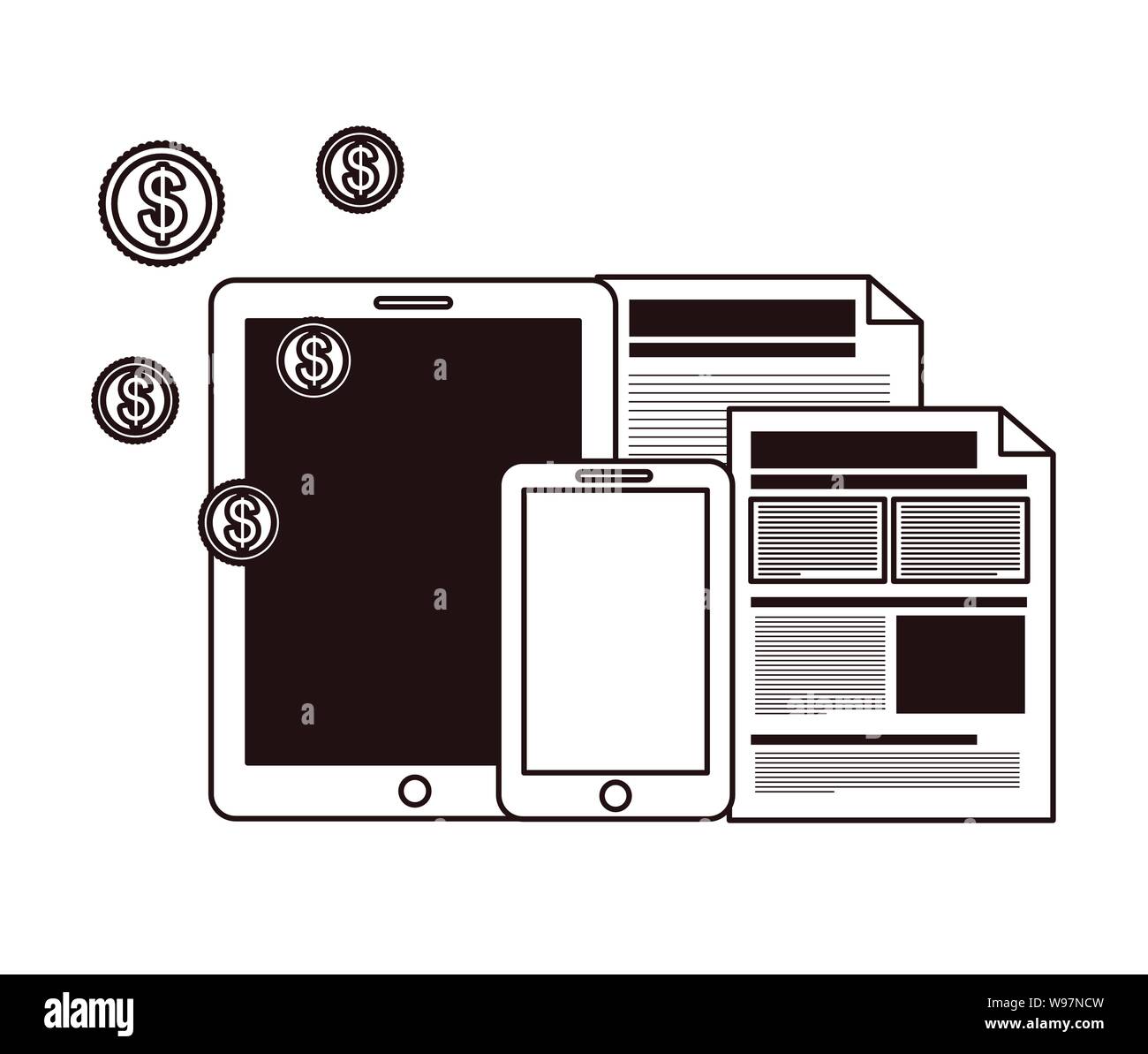 smartphone with file sheet in white background Stock Vector Image & Art ...