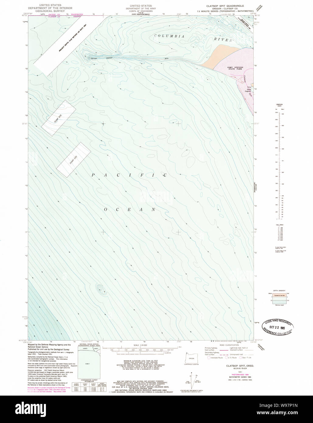 USGS Topo Map Oregon Clatsop Spit 279366 1951 24000 Restoration Stock ...