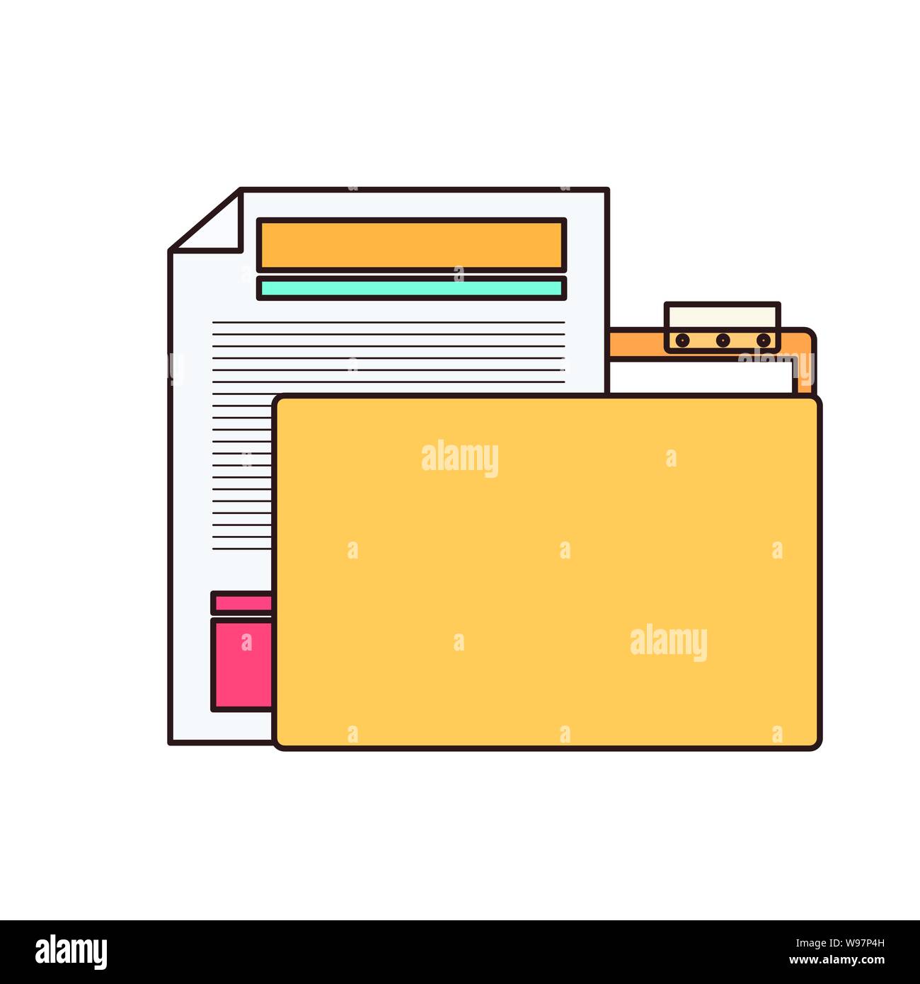 folder with file sheet in white background Stock Vector Image & Art - Alamy