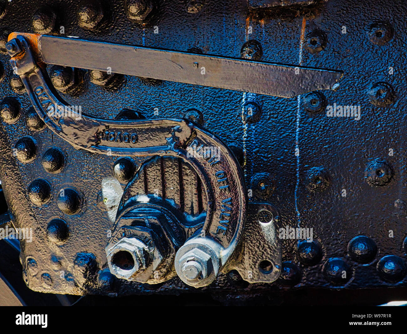 Broken and repaired blow off valve handle of a steam engine Stock Photo ...
