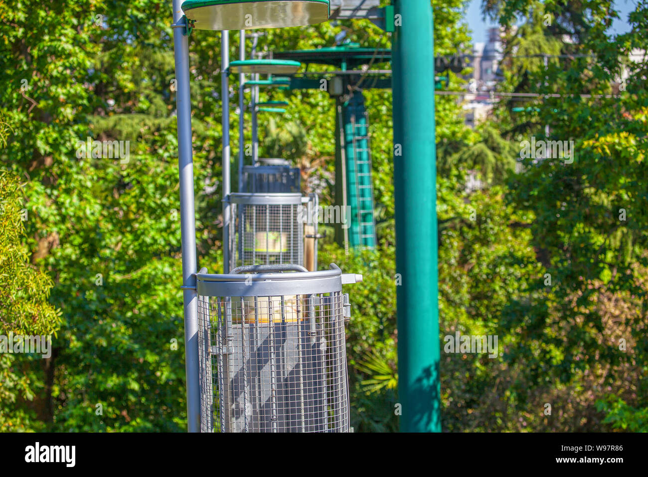 cable way in the urban park Stock Photo - Alamy