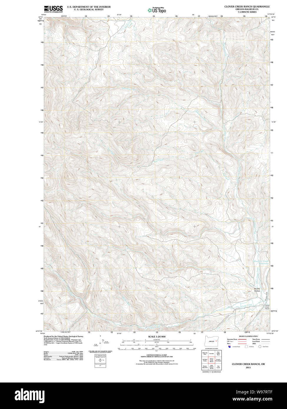 USGS Topo Map Oregon Clover Creek Ranch 20110831 TM Restoration Stock ...